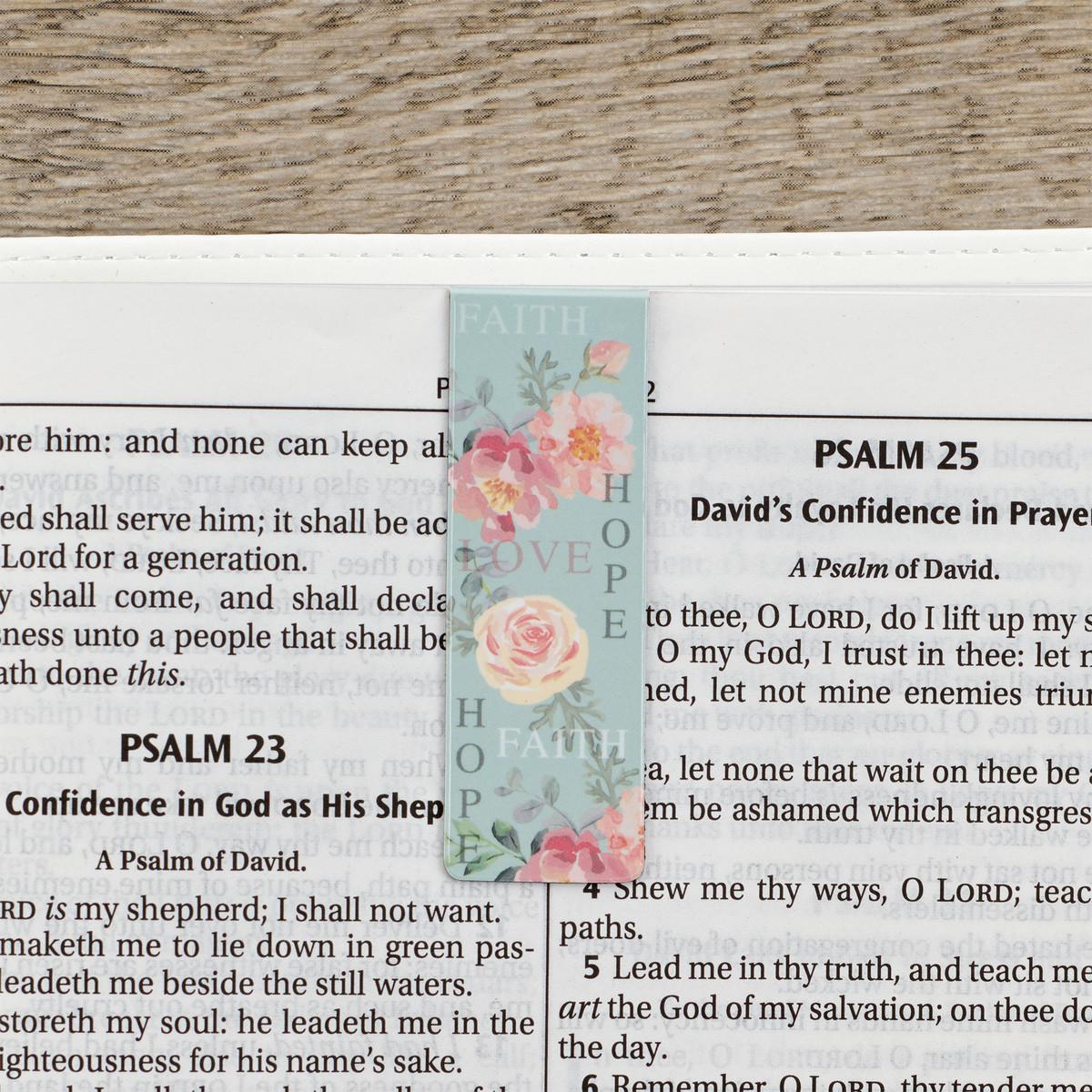 Faith Hope & Love 1 Corinthians 13:13 Floral Magnetic Bookmark Set ...