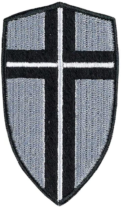 Black & Gray Cross on Shield Iron On Patch – Simply Uncaged Christian Gifts