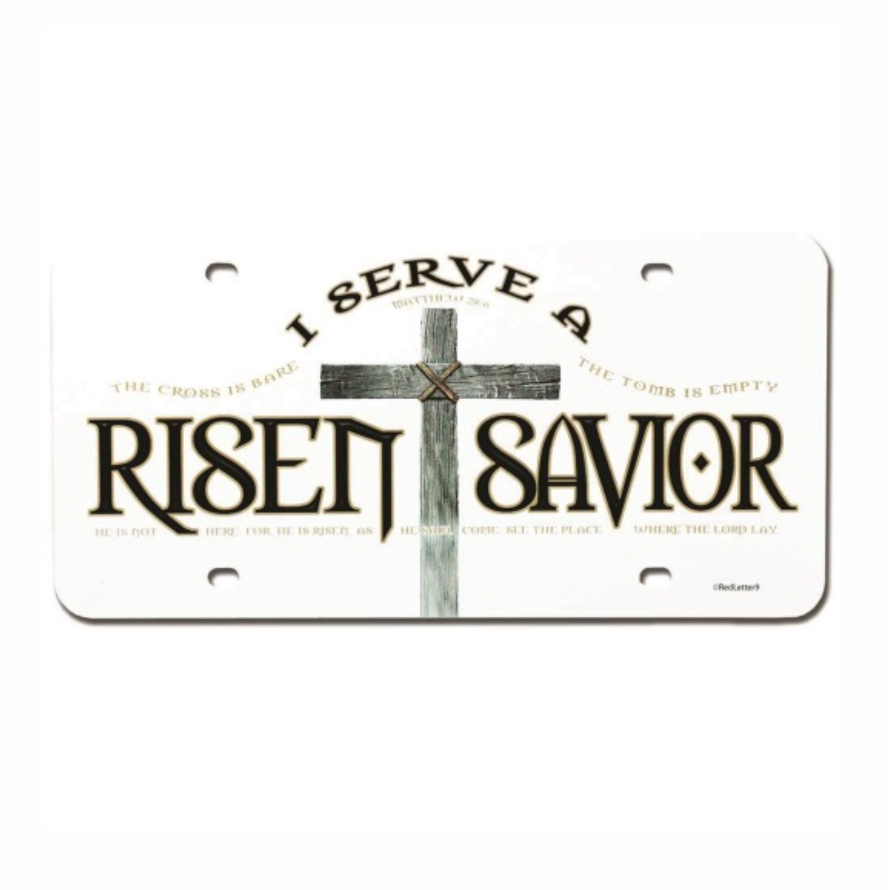 I Serve A Risen Savior License Plate – Simply Uncaged Christian Gifts
