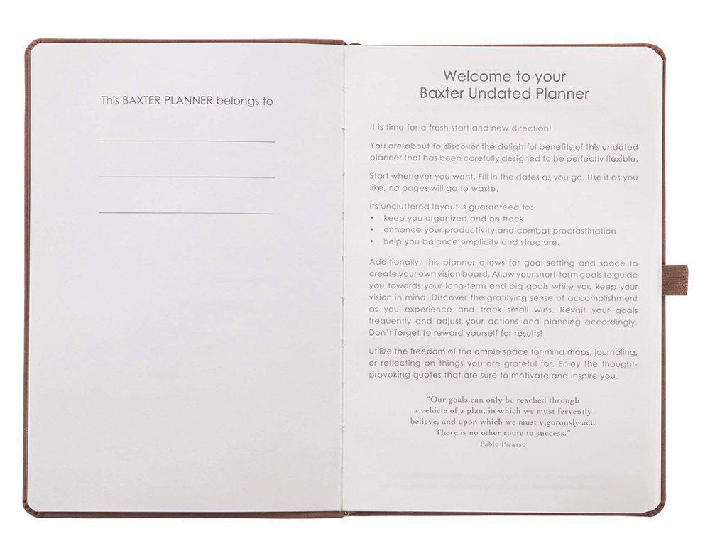Baxter Undated Planner Brown Faux Leather – Simply Uncaged Christian Gifts