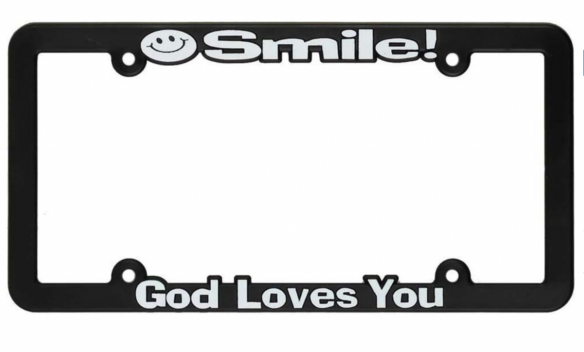 Smile God Loves License Plate Frame – Simply Uncaged Christian Gifts